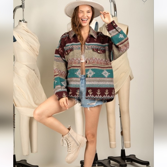 Jackets & Coats | Aztec Print Shacket | Poshmark